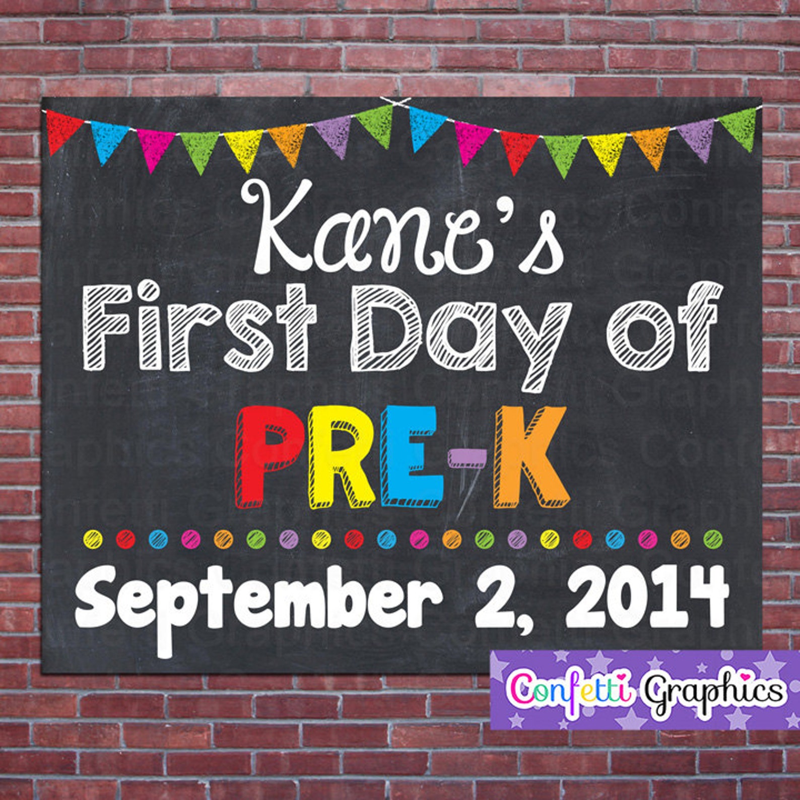 First Day Pre-k Kindergarten Preschool 1 2 3 4 5 W/ Custom | Etsy