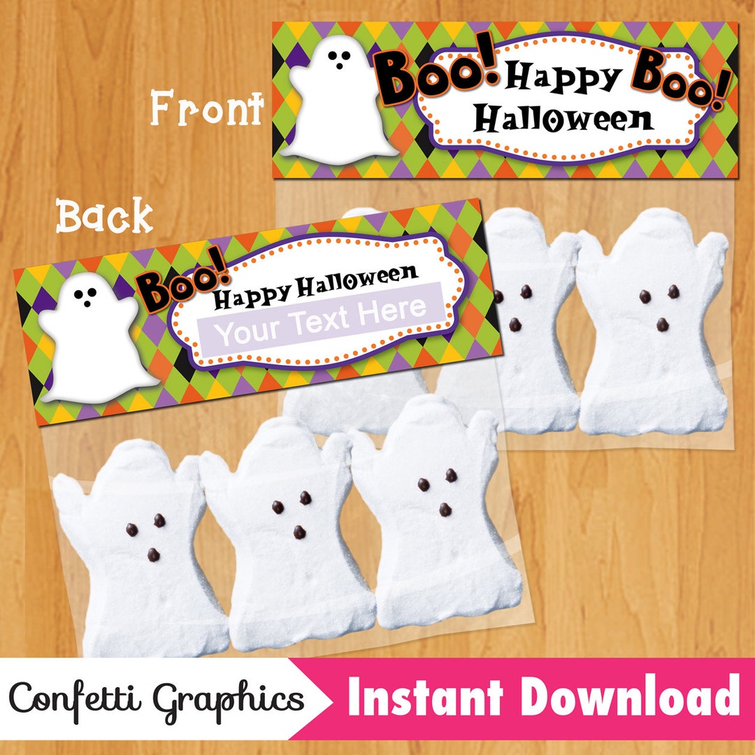 Editable Happy Halloween Peeps Fun Treat Bag / Ziplock Topper Halloween ...