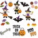 Halloween Clip Art Digital Paper Cute Witches Bats and Candy - Etsy