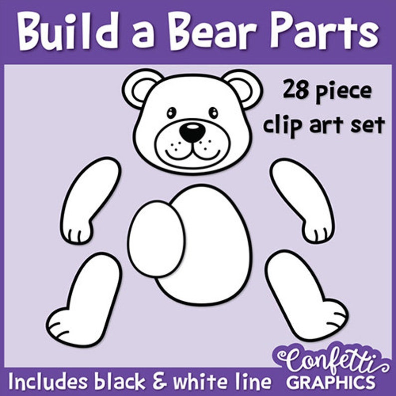 Build a Bear Clip Art / Bear Parts / Teachers / Workseets / - Etsy
