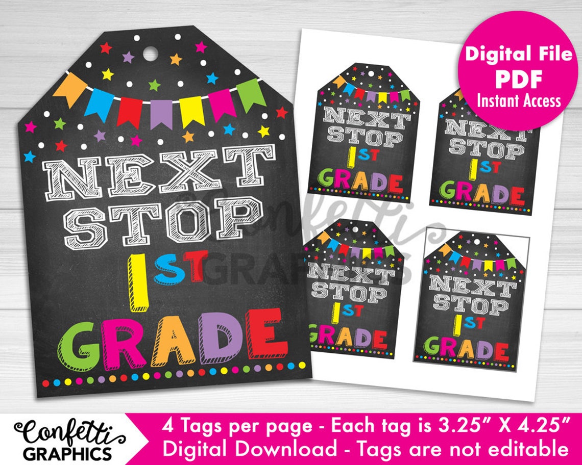 Next Stop 1st Grade Cards Gift Tags Last Day of Kindergarten | Etsy