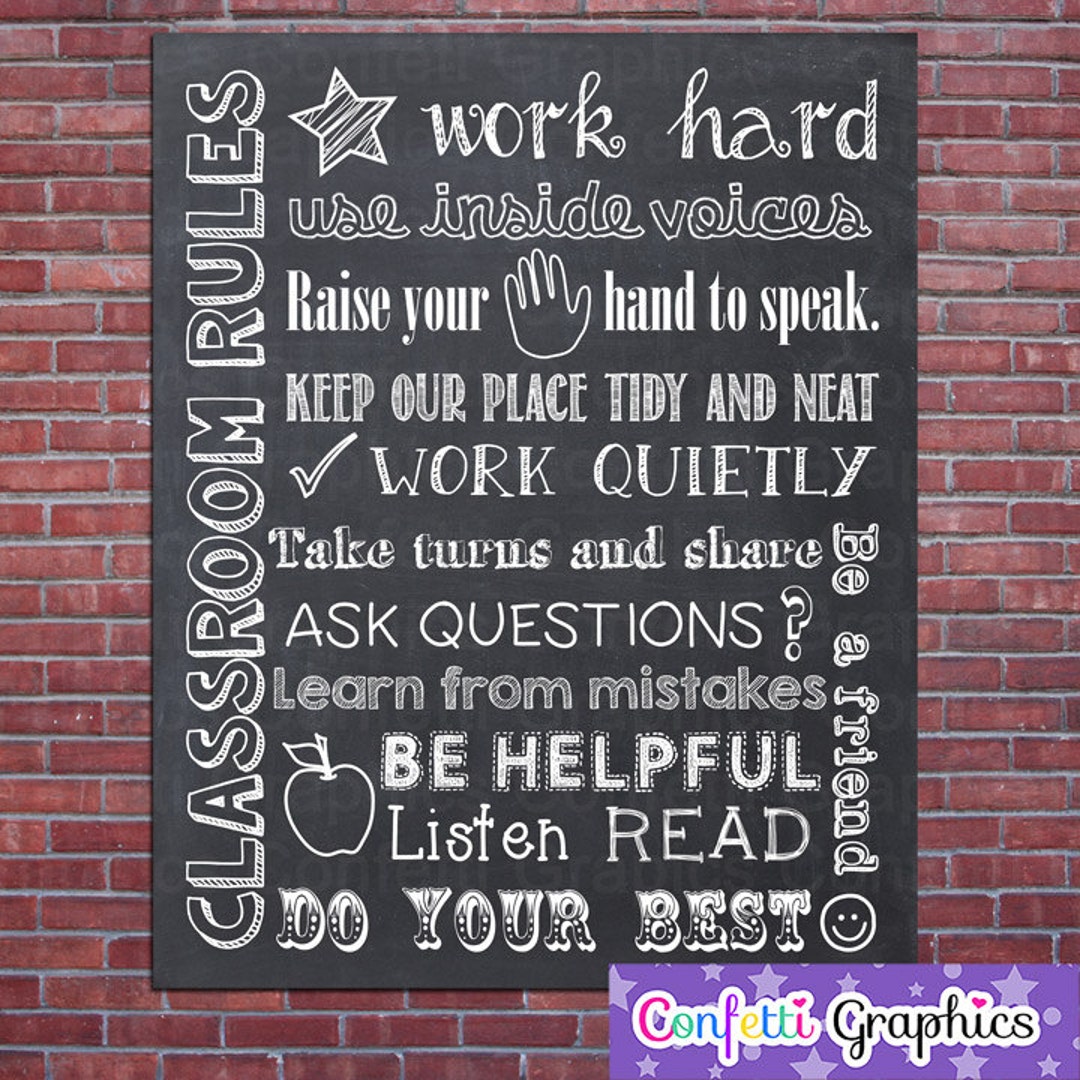 Classroom Rules Teacher Appreciation Sign Poster School Classroom White ...