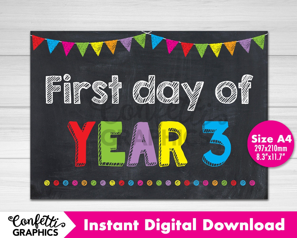 First Day of Year 3 First Day of School Year Three Back to - Etsy Australia