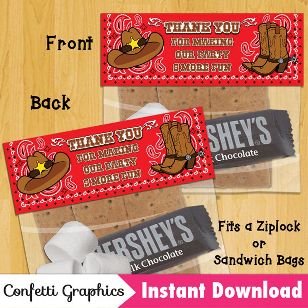 Cowboy Western Bag Topper Thank You for Making Our Party S'more Fun ...
