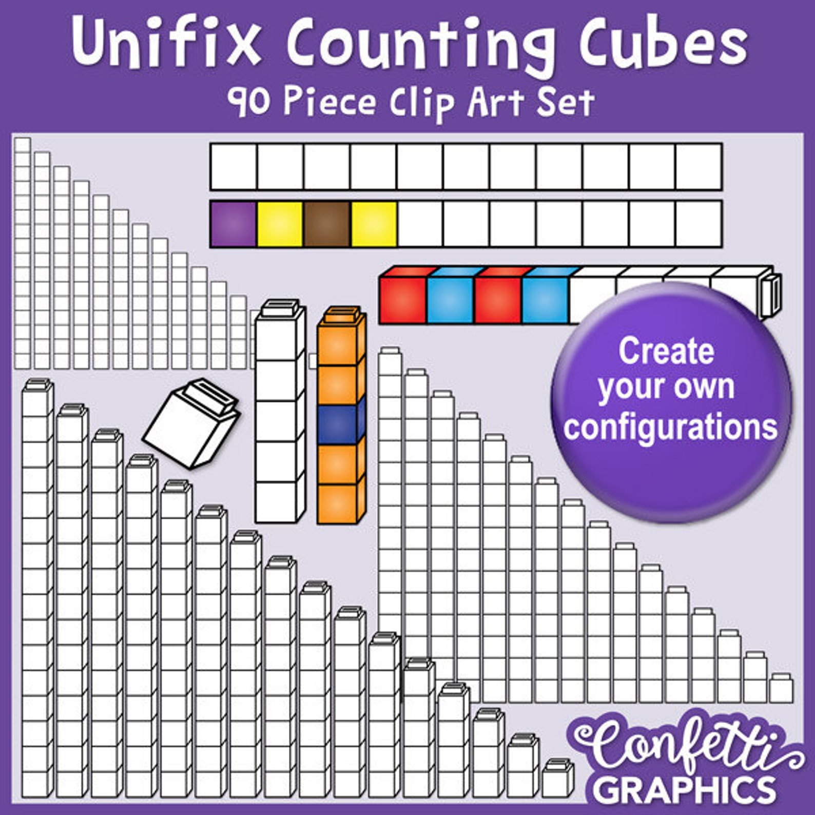 Unifix Cubes Clip Art / Linking Cubes / Counting Cubes / Math - Etsy