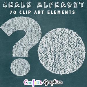 Alphabet Alpha Clip Art in White Chalk ~ Upper Case Lower Case Numbers ...