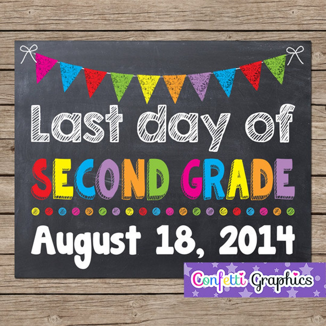 Last Day of School Second Grade With Custom Date Chalkboard Chalk Back ...