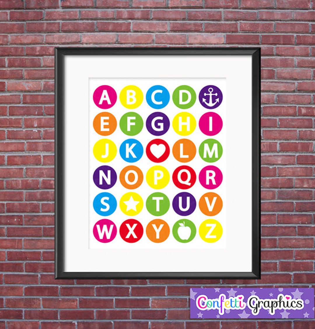Alphabet Circles, Letter Art, Childs Room, Kids Room, Playroom, Teacher ...