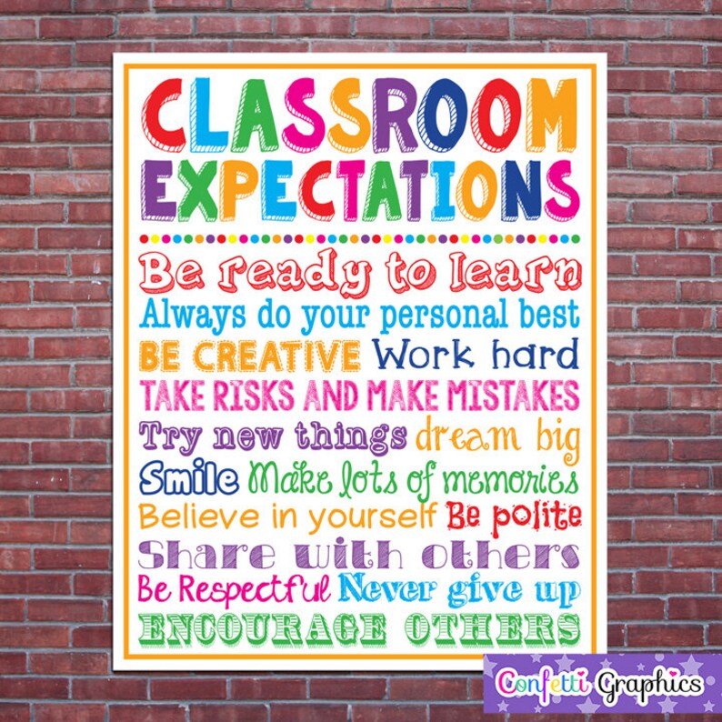 Classroom Expectations Rules Teacher Appreciation Sign Poster Etsy