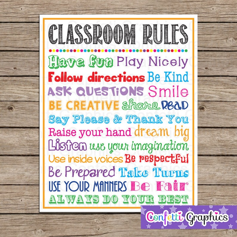 Classroom Rules Teacher Appreciation Sign Poster School Classroom Decor ...