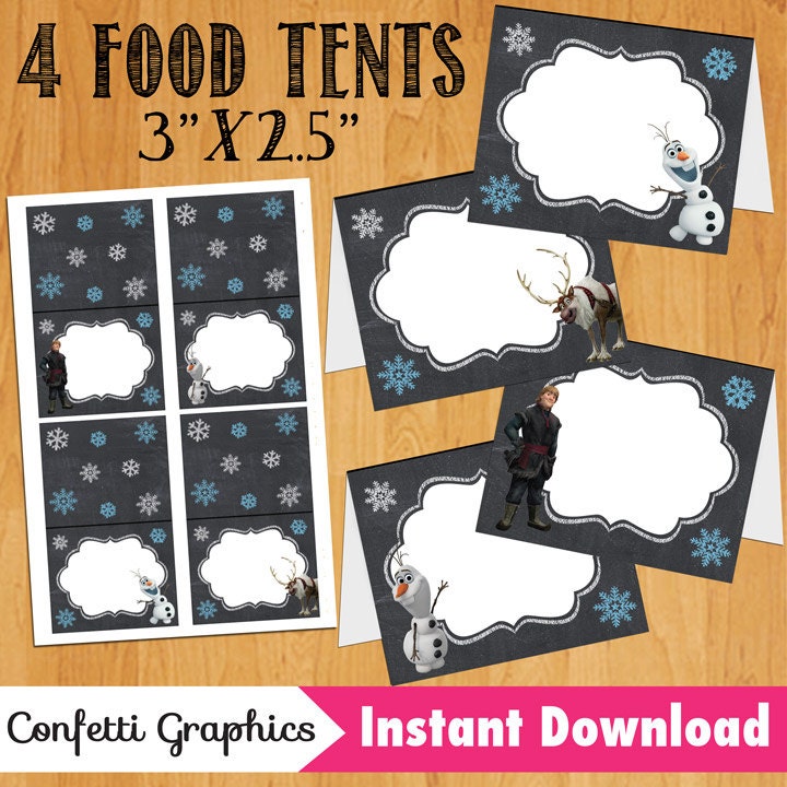 Frozen Food Tents Kristoff Sven Olaf 4 per Page - Etsy