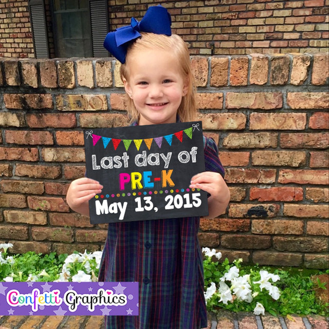 Last Day of School Pre-k Kindergarten With Custom Date Chalkboard Chalk ...