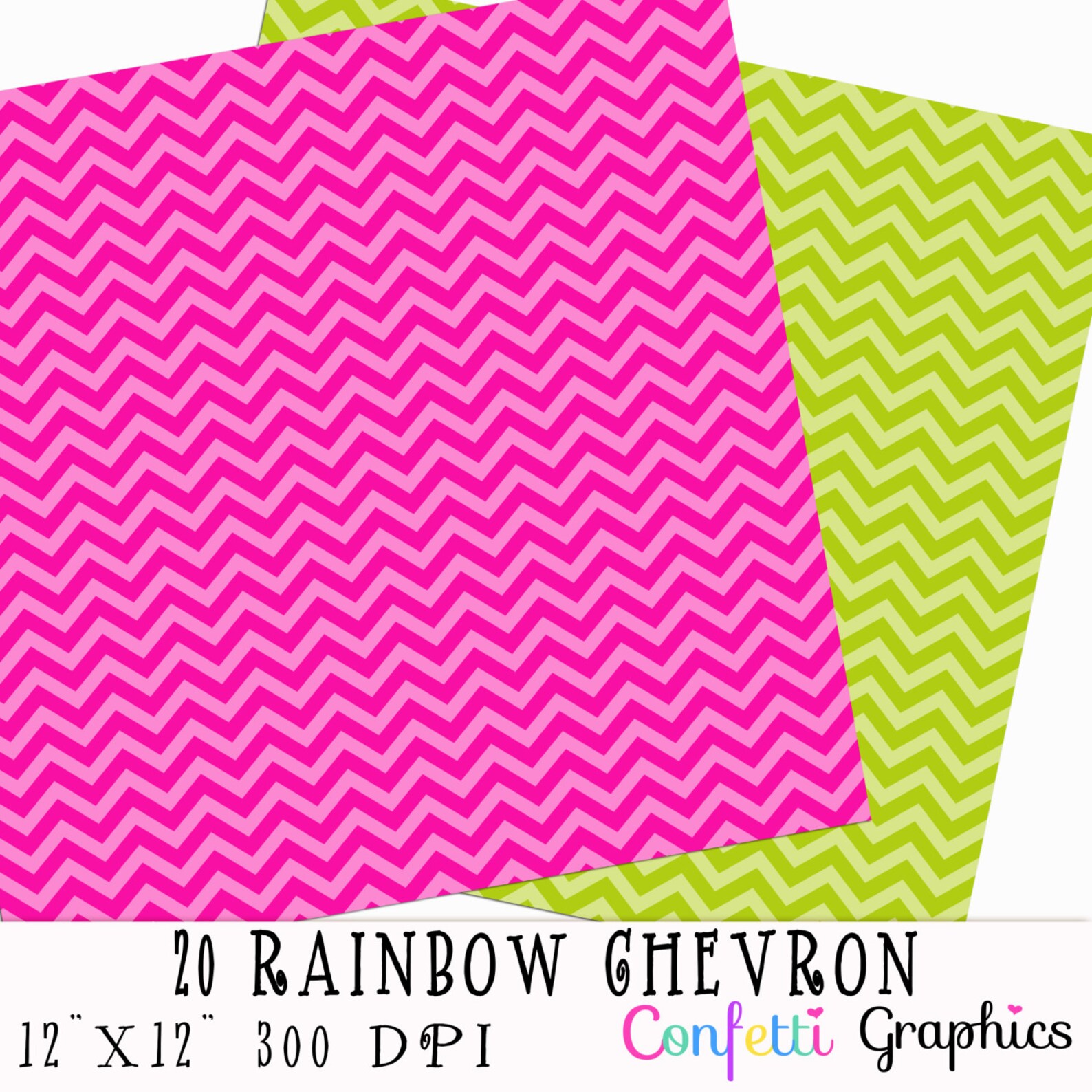 Rainbow Bright Chevron Digital Paper Pack 20 Colorful Sheets | Etsy