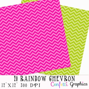 Rainbow Bright Chevron Digital Paper Pack 20 Colorful Sheets ...