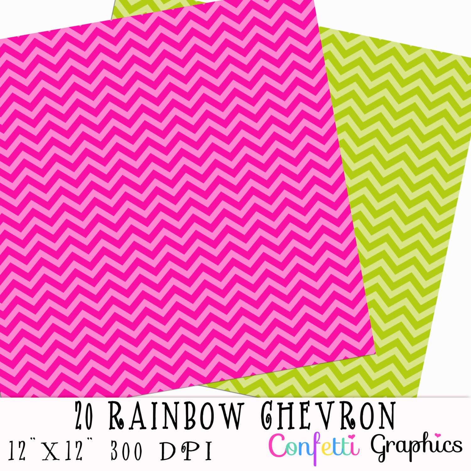 Rainbow Bright Chevron Digital Paper Pack 20 Colorful Sheets | Etsy