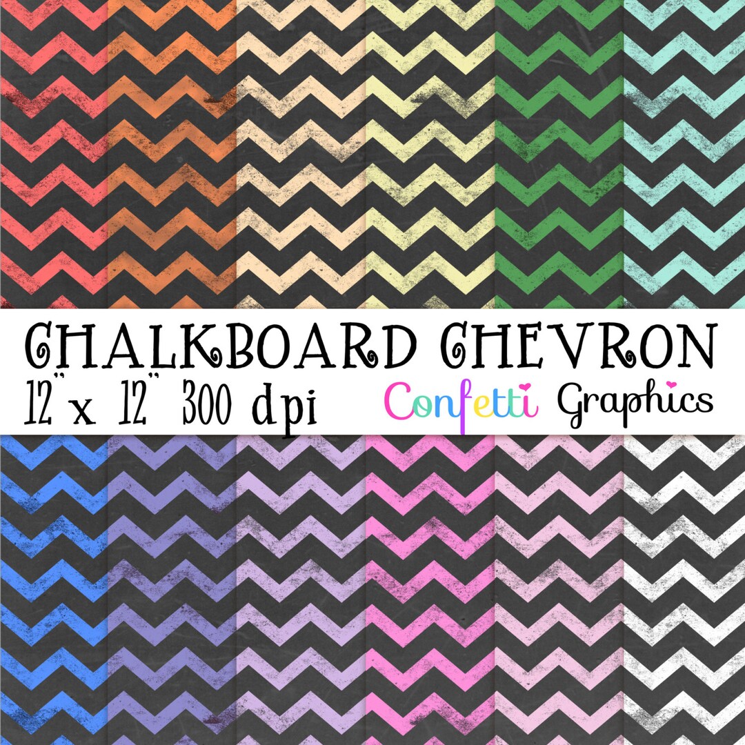 Chalkboard Chevron Digital Paper Pack Dusty Colorful Rainbow Chalk ...