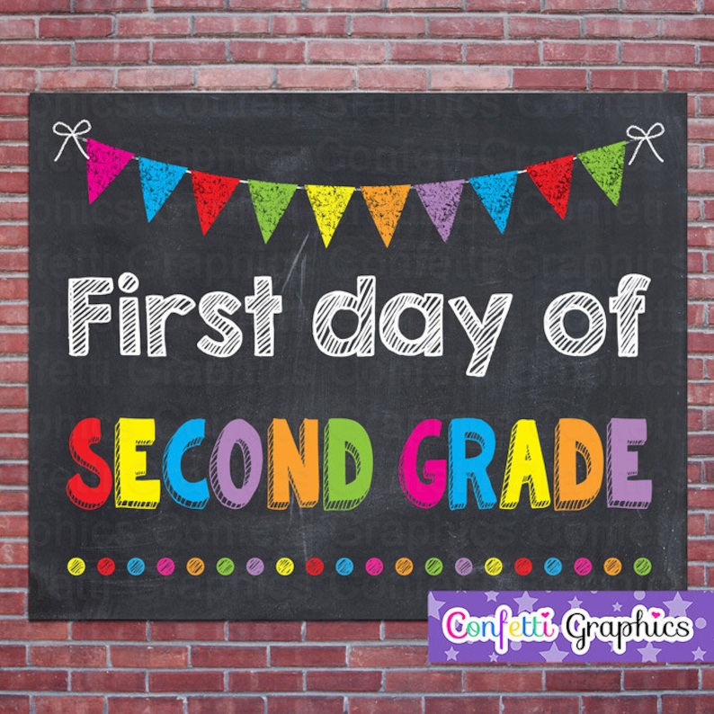 First Day of Second Grade 2nd School Chalkboard Sign Poster - Etsy