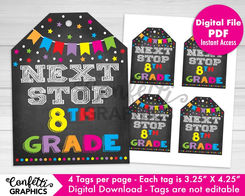 Next Stop 8th Grade Cards Gift Tags Last Day of 7th Grade - Etsy