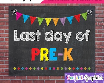 Last Day of Preschool Chalkboard Sign Poster Chalk Back to | Etsy
