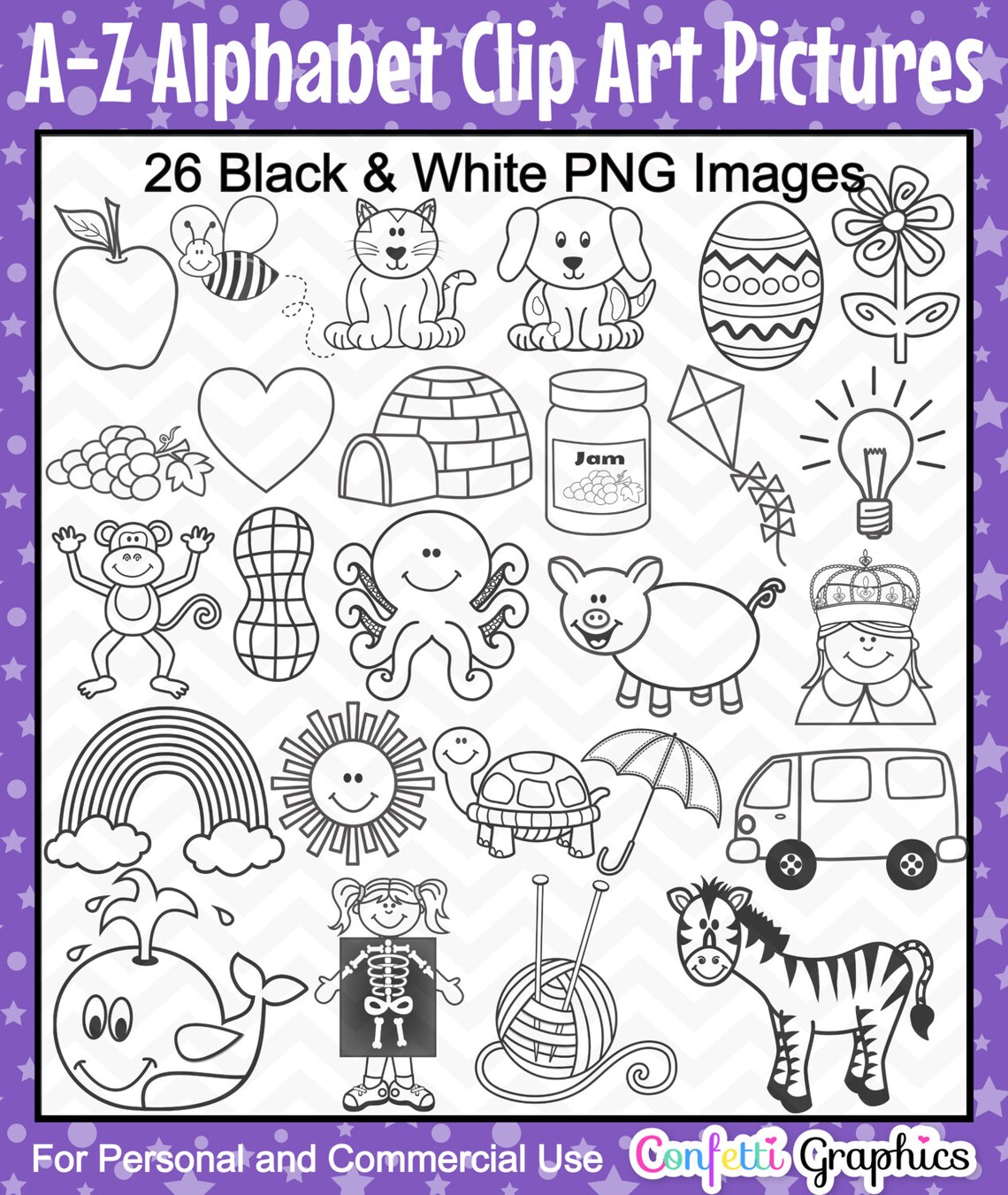 Alphabet Bundle A-Z Phonics Picture Clip Art 52 High Quality - Etsy