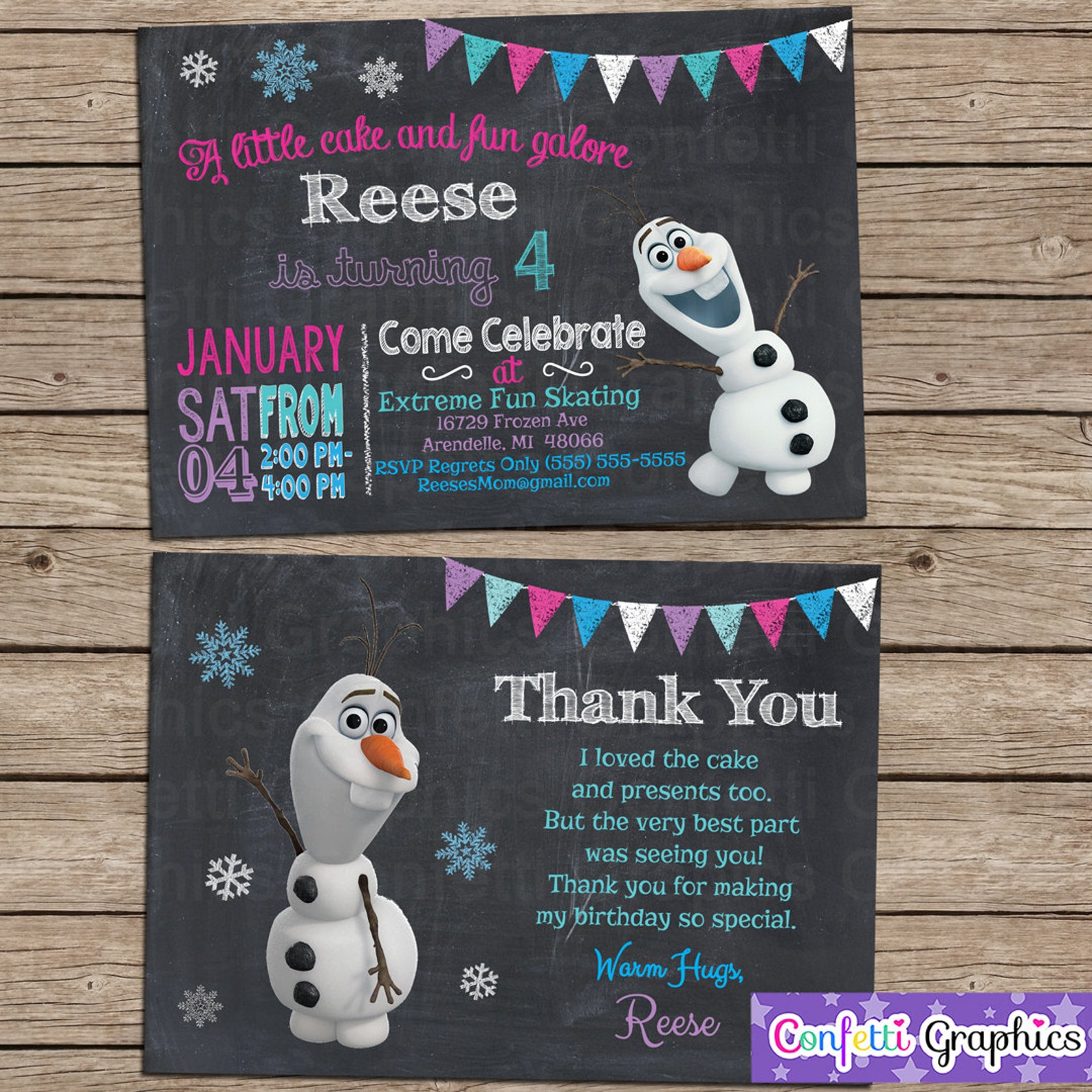Olaf Frozen Birthday Invitation & Thank You Card Set - Etsy