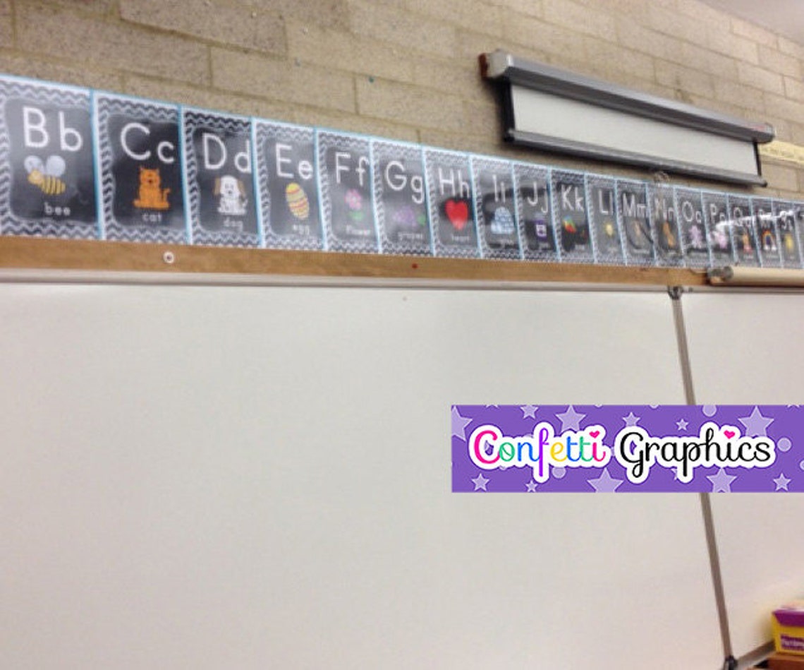 Chalkboard Alphabet Line Wall Cards Posters Manuscript A-Z - Etsy