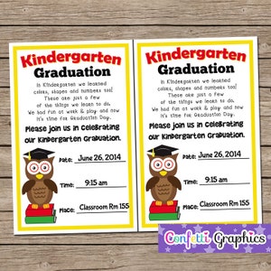 Kindergarten Graduation Diploma, Certificate and Invitation Cute Owl ...