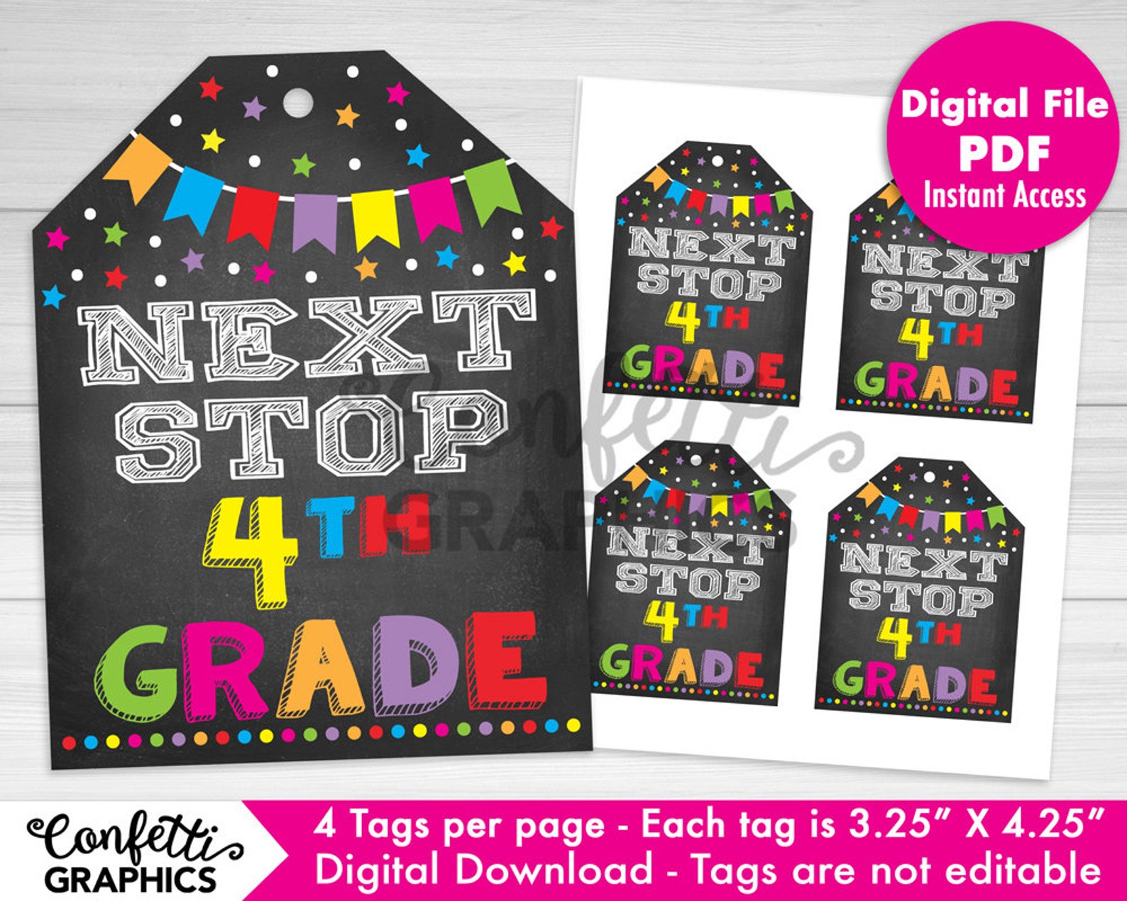 Next Stop 4th Grade Cards Gift Tags Last day of 3rd Grade | Etsy