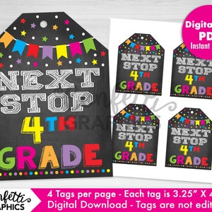 Next Stop 4th Grade Cards Gift Tags, Last Day of 3rd Grade, Third Grade ...