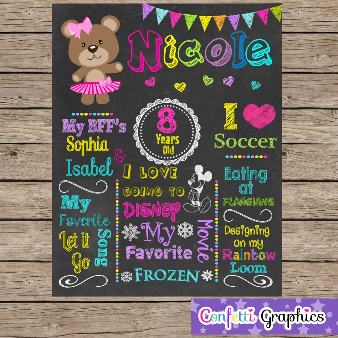 Chalkboard Birthday Sign Poster Any Age Baby's 1st First Birthday Chalk ...
