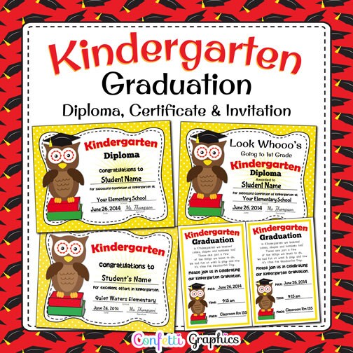 Kindergarten Graduation Diploma Certificate and Invitation | Etsy