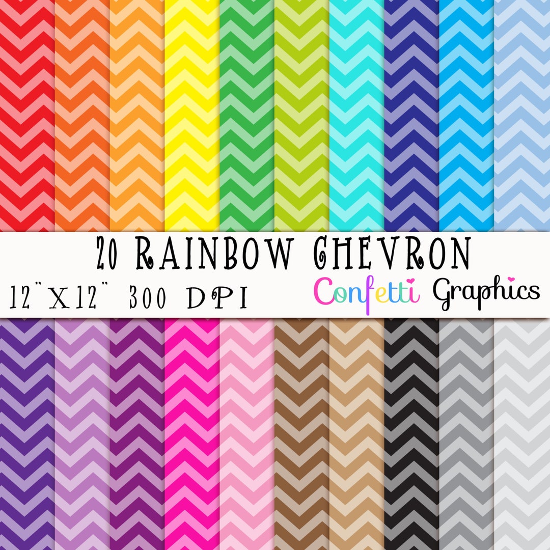Rainbow Bright Chevron Digital Paper Pack 20 Colorful Sheets ...