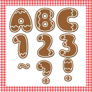 Gingerbread Christmas Cookie Clip Art Alphabet Numbers Symbols 88 ...