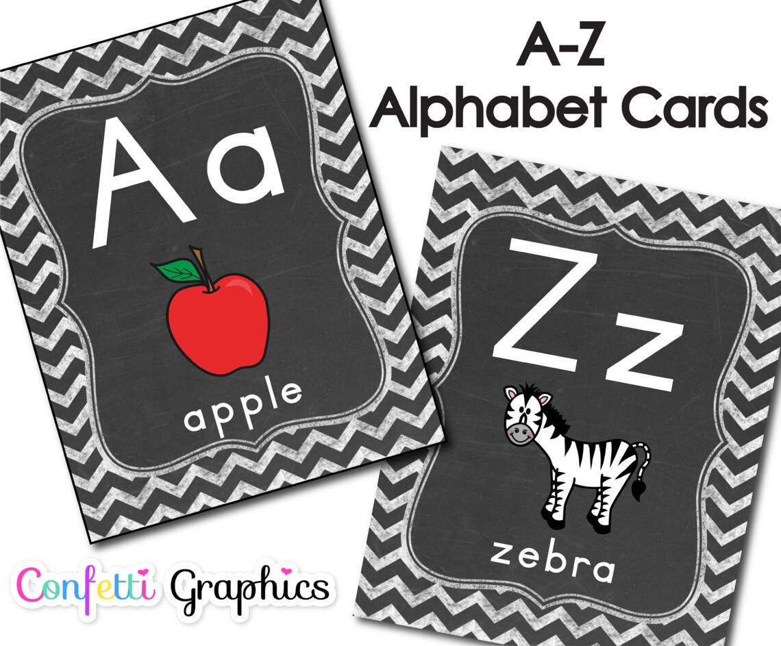Chalkboard Alphabet Line Wall Cards Posters Manuscript A-Z | Etsy