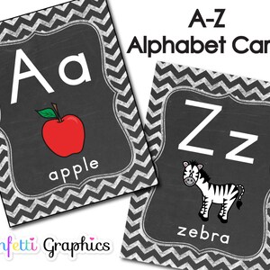 Chalkboard Alphabet Line Wall Cards Posters Manuscript A-Z Alphabet ...