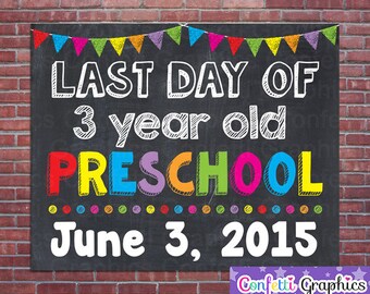 Last Day of Preschool School With Custom Date Chalkboard Chalk | Etsy