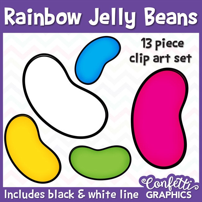 Rainbow Jelly Bean Clip Art Set 13 Piece Easter Counting | Etsy