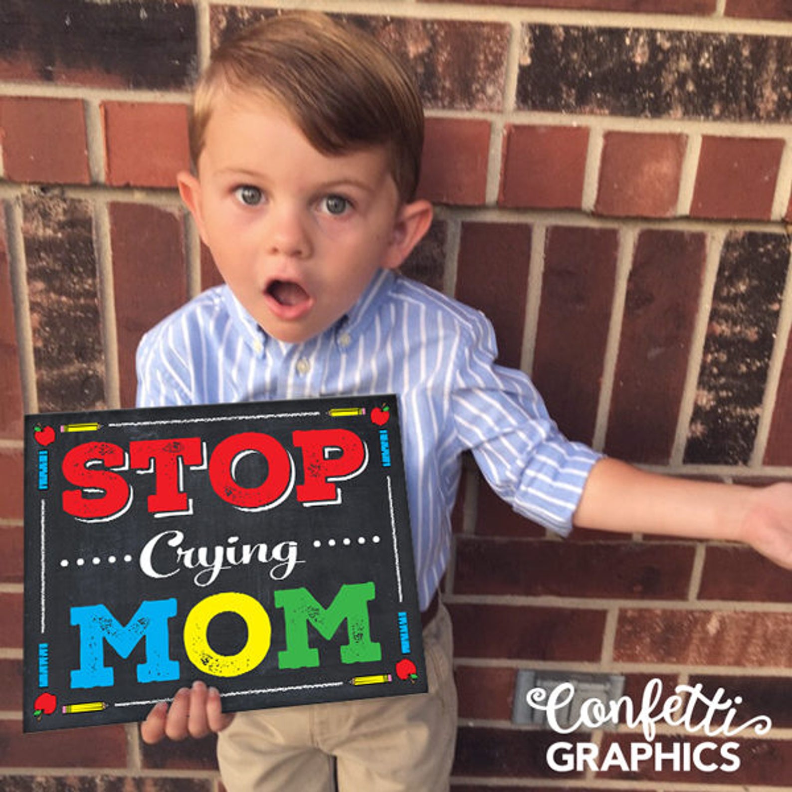 Stop Crying MOM Chalkboard Chalk Sign Preschool Pre-k Kindergarten Back ...
