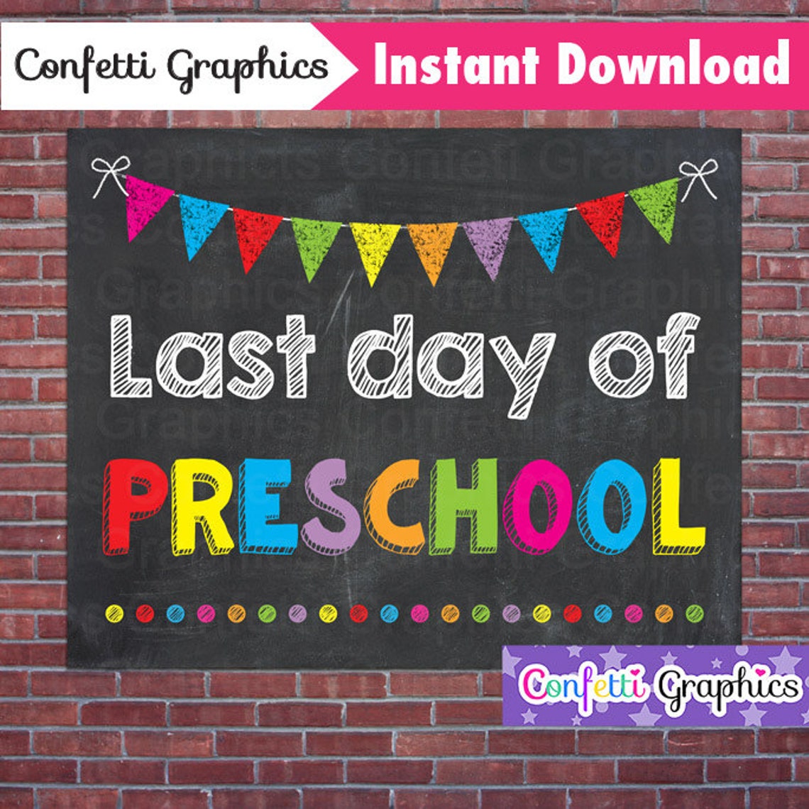 Last Day of Preschool Chalkboard Sign Poster Chalk Back to - Etsy