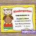 Kindergarten Graduation Diploma, Certificate and Invitation Cute Owl ...