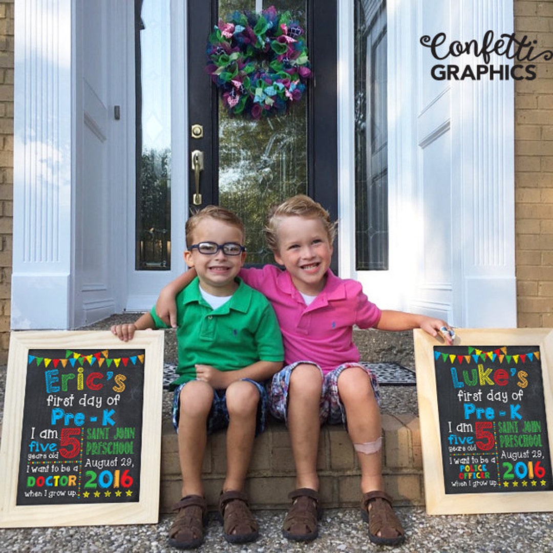 First / Last Day of Pre-k Kindergarten Preschool First Grade Boy Custom ...
