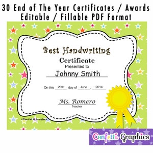 30 Cute End of the School Year Graduation Promotion Certificates ...