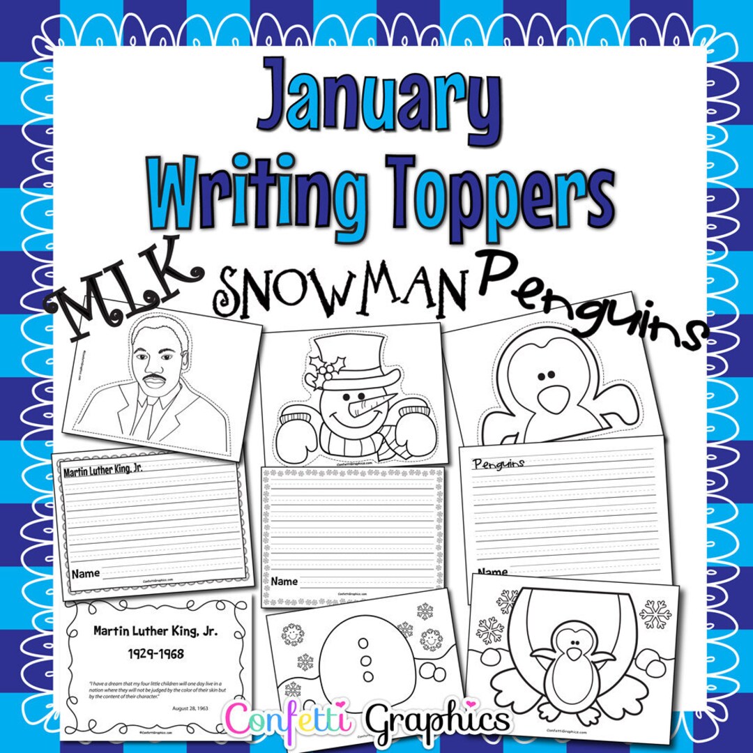 January Winter Writing Craft Toppers, MLK, Martin L King, Penguin ...