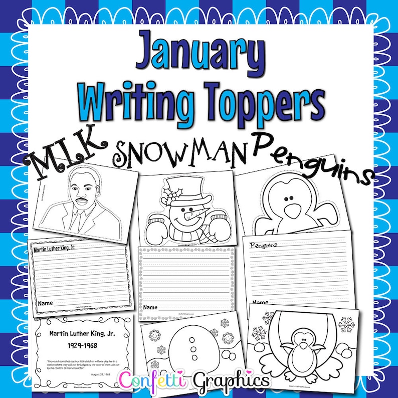 January Winter Writing Craft Toppers, MLK, Martin L King, Penguin ...