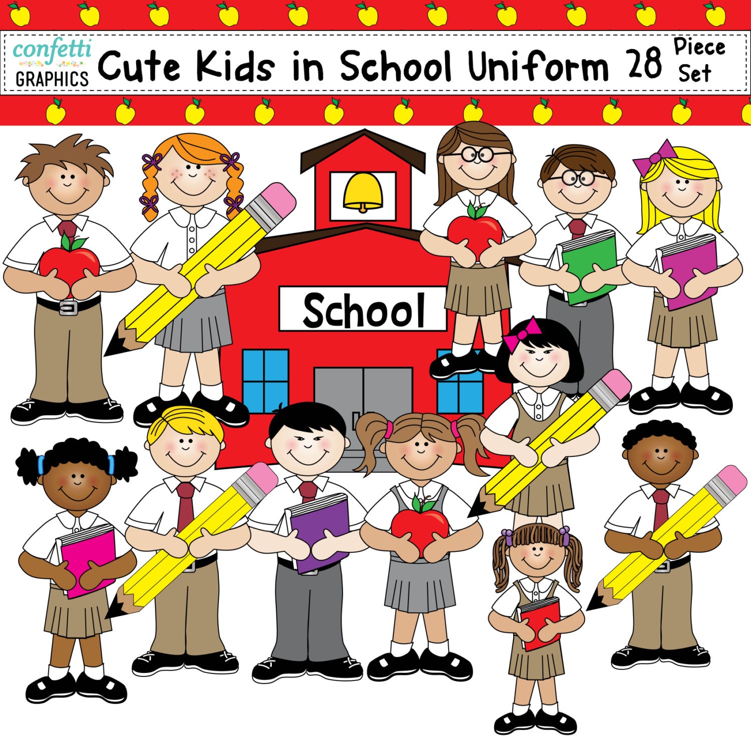 School Children In Uniform Clipart