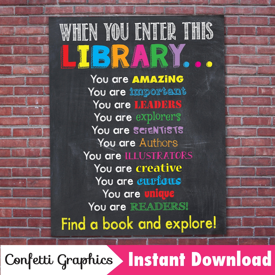 When You Enter This Library Media Center Book Reading Teacher Sign ...