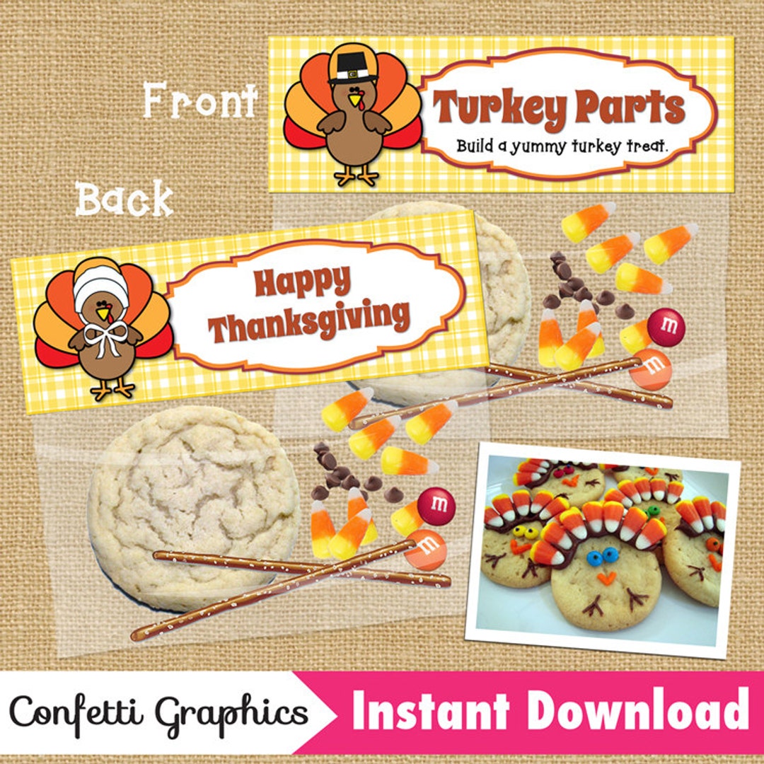 Turkey Parts / Happy Thanksgiving / Treat Bag / Ziplock Topper / Bag ...