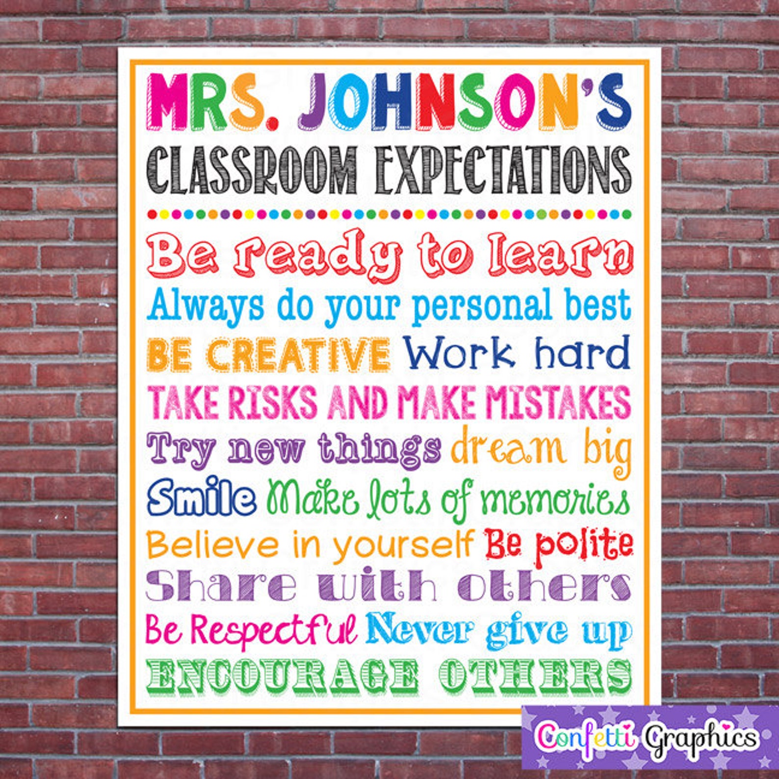 Classroom Expectations Custom School Teacher Sign Poster - Etsy