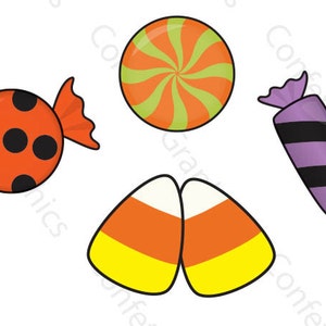 Halloween Clip Art Digital Paper Cute Witches, Bats and Candy Clip Art ...