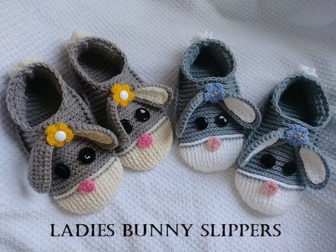 Ladies Bunny Slippers Crochet PATTERN Only, Easter, Rabbits, Easter ...